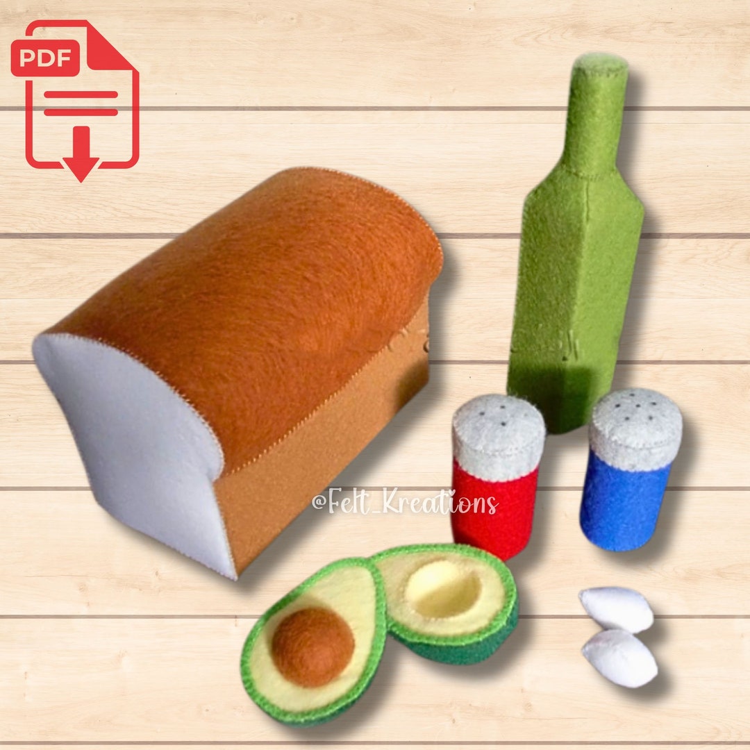 Felt Bread and Avocado Pattern Set - Felt Bread Loaf Olive Oil Felt ...