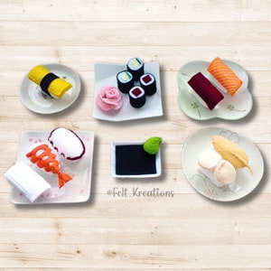 Felt Japanese Sushi Set Felt Food Patterns Tutorials Salmon Tuna ...