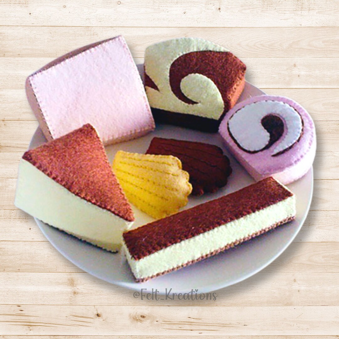 Felt Tea Time Cakes Pattern Swiss Roll Cheesecake Chiffon Cake Felt ...