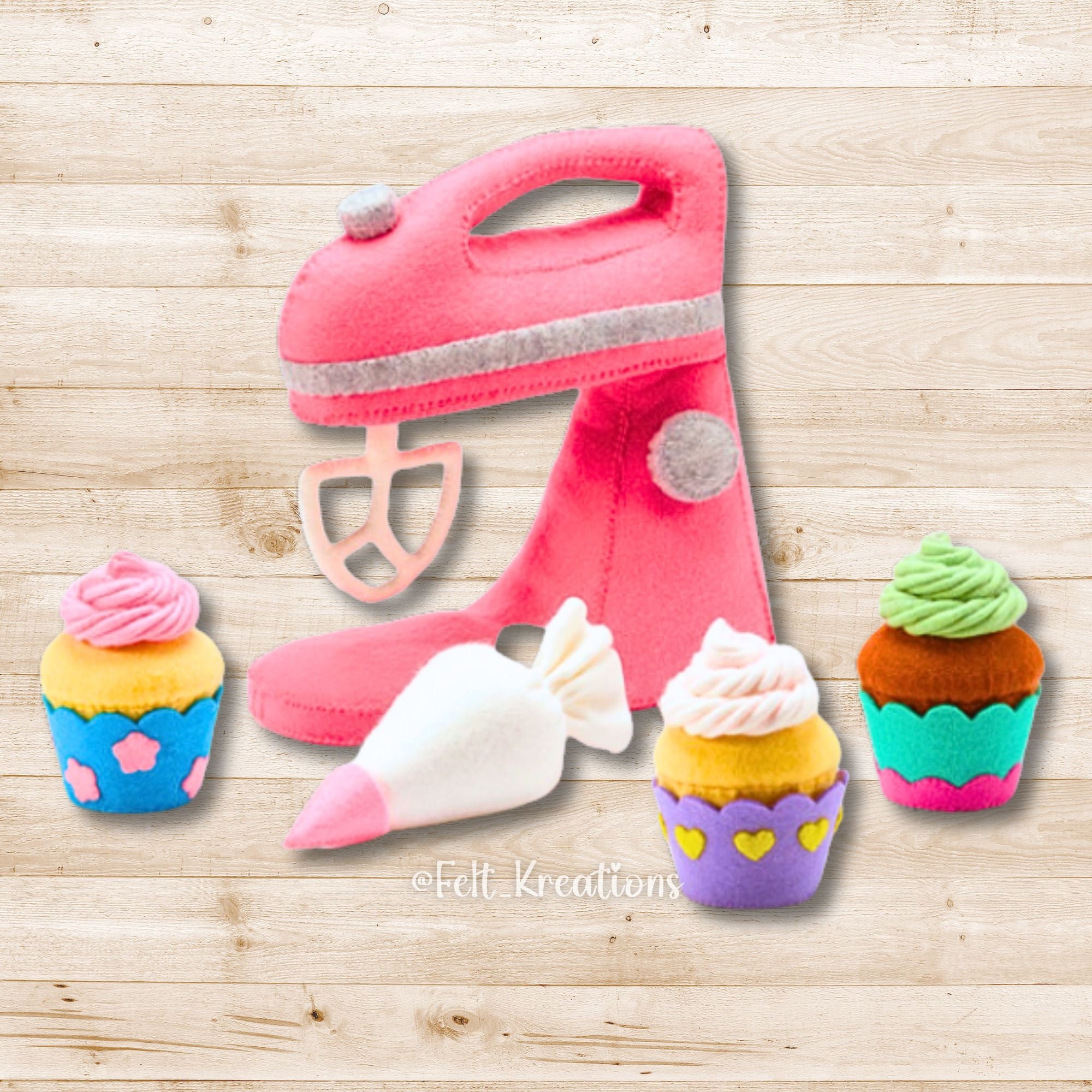Felt Baking Pattern Set - Felt Mixer Cupcake Spatula Felt Food Pattern ...