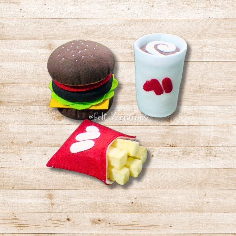 Felt Food Patterns Felt Fast Food Pattern Set - Hamburger French Fries ...