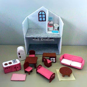 Felt Dollhouse Pattern Set - Miniature Dollhouse Furnitures Felt ...