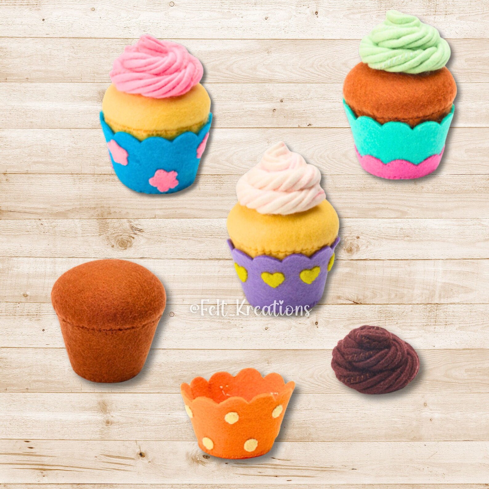 Felt Baking Pattern Set - Felt Mixer Cupcake Spatula Felt Food Pattern ...