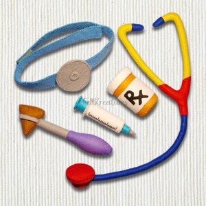 Felt Doctor Toy Pattern Felt Pattern Tutorial Set - Stethoscope Doctor ...