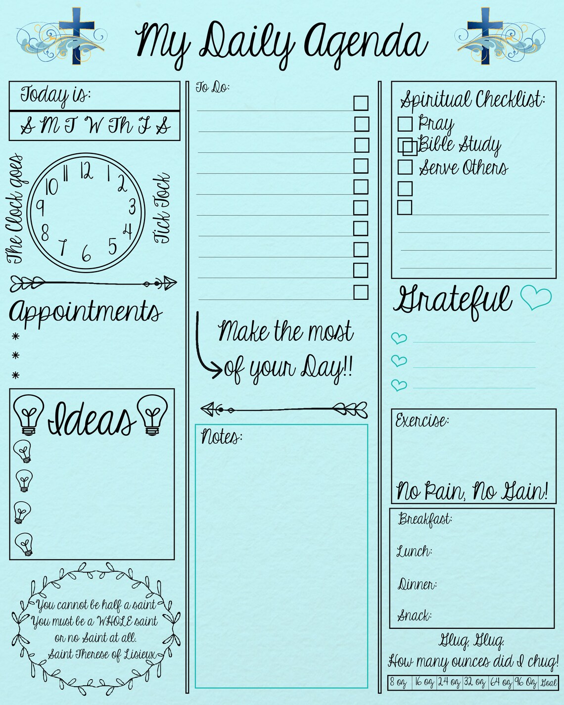 My Daily Agenda - Digital Print 8x10 - Etsy
