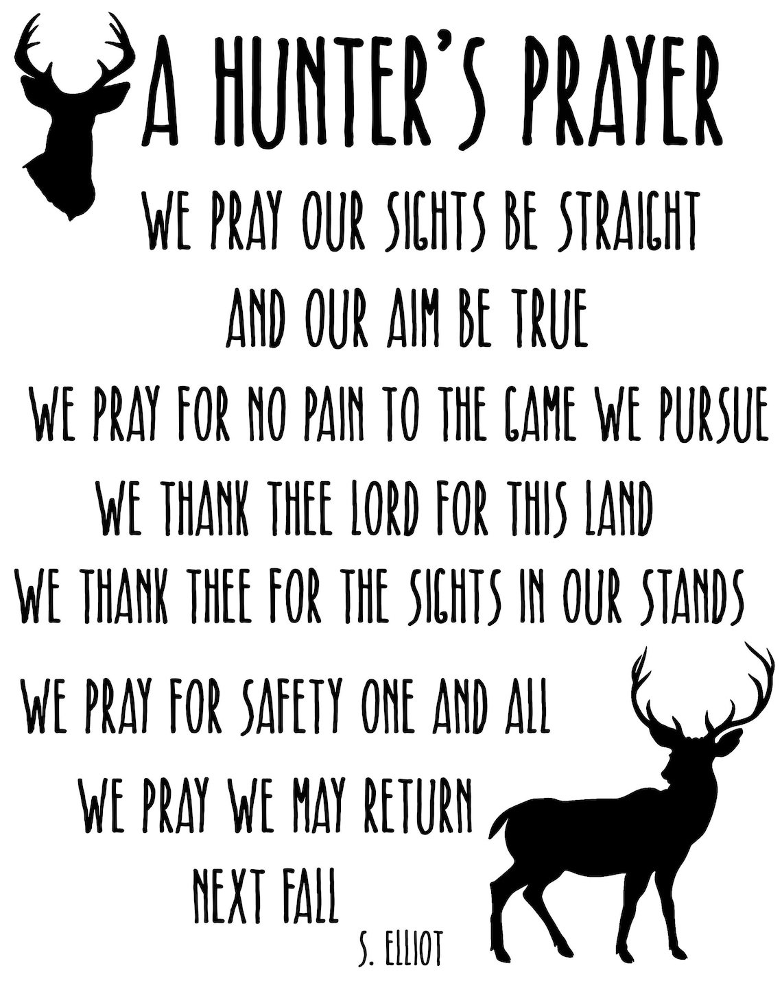 A Hunter's Prayer -white 8x10 Digital Print - Etsy