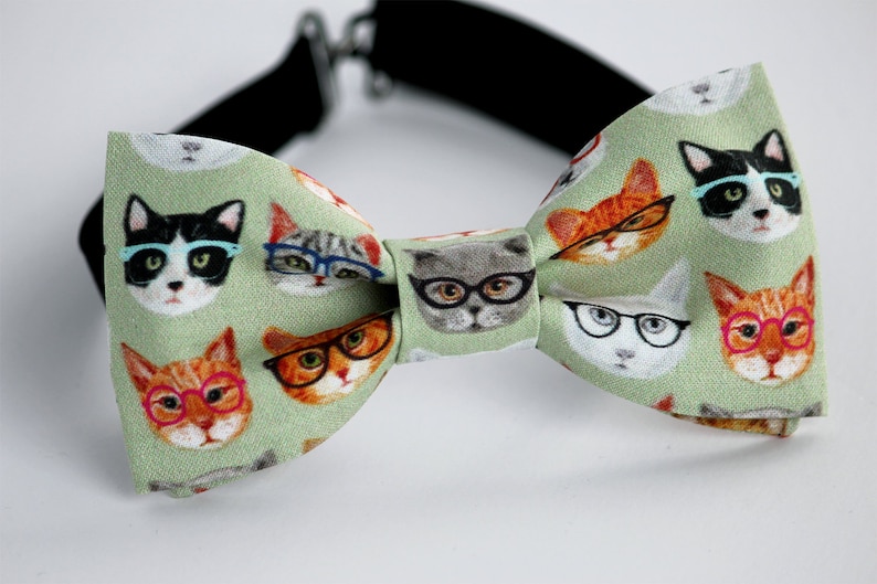 Cats Bow Tie Mens Cat Bowtie Nevelty Bow Tie Sage Green Bow - Etsy