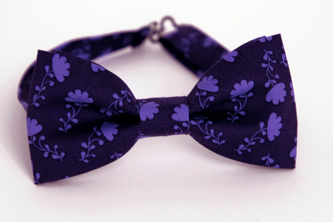 Purple Blue Floral Bow Tie, Plum Floral Bowtie, Mens Wedding Bow Tie ...