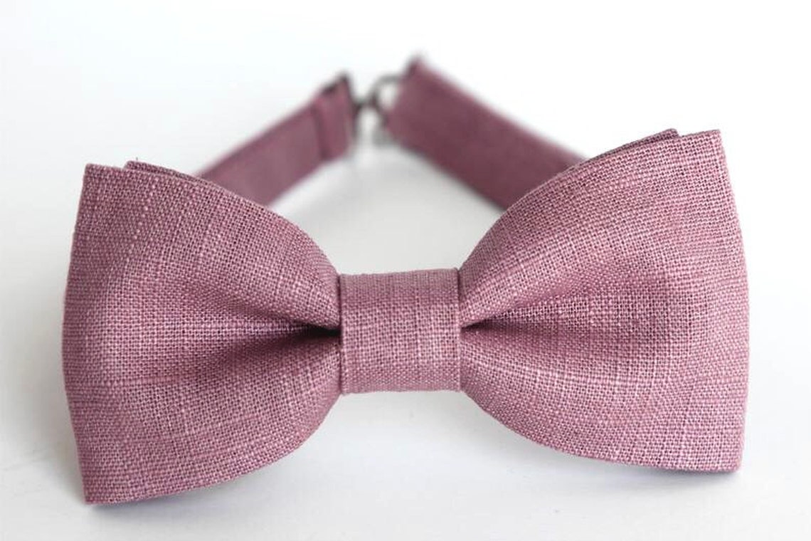 Mauve Linen Bow Tie Mens Wedding Bow Tie Dusty Mauve Bow - Etsy