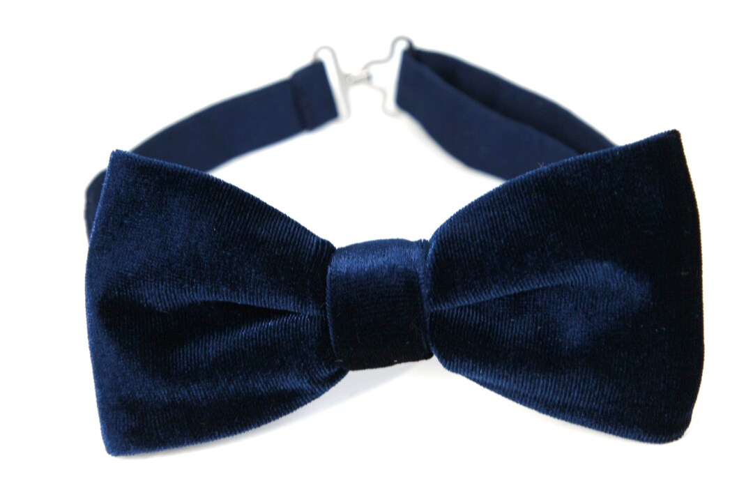 Navy Blue Velvet Bow Tie, Navy Mens Bowtie, Wedding Blue Bow Tie, Gift ...