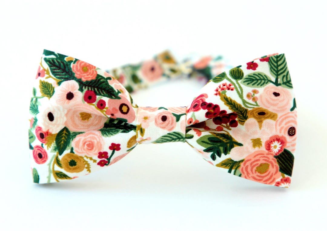 Blush Flowers Bow Tie, Wedding Bow Tie, Blush Floral Mens Bow Tie, Pink ...