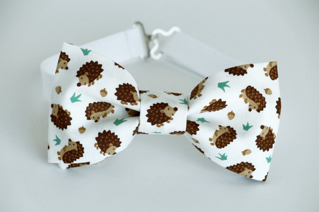 Hedgehog Bow Tie, Boys Bow Tie, Kids Bow Tie, Novelty Bowtie, White and ...