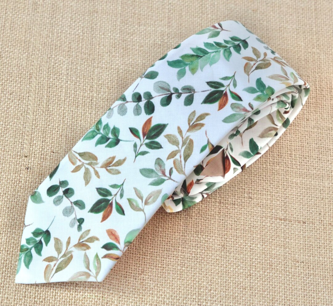 Sage Green Floral Necktie, Dusty Sage Men's Wedding Grooms Groomsmen ...