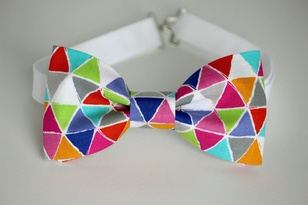Triangles Bow Tie, Geometric Bowtie, Colorful Boys Bow Tie, Mens Bow ...