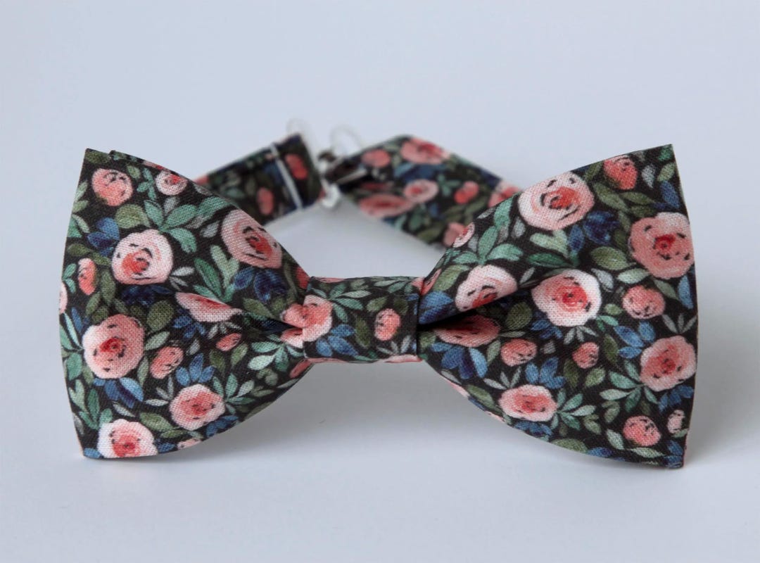 Peach Flowers Bow Tie, Neck Tie, Pocket Square for Men and Boys ...