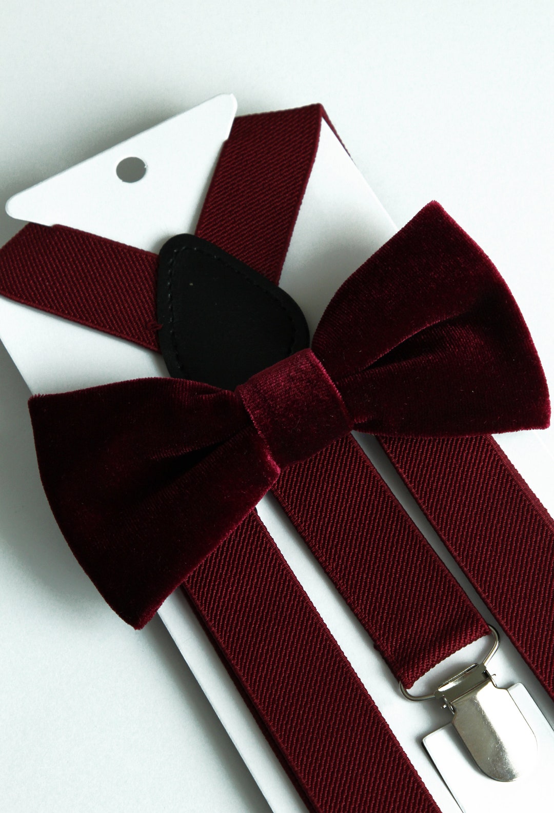 Wine Velvet Bow Tie and Suspenders Set, Burgundy Velvet Men Bowtie ...