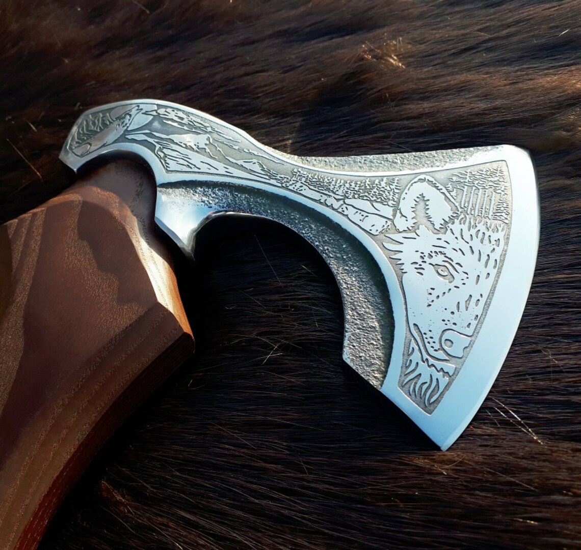 Axe. Wolf. A man's gift. Give the hunter an axe for a | Etsy