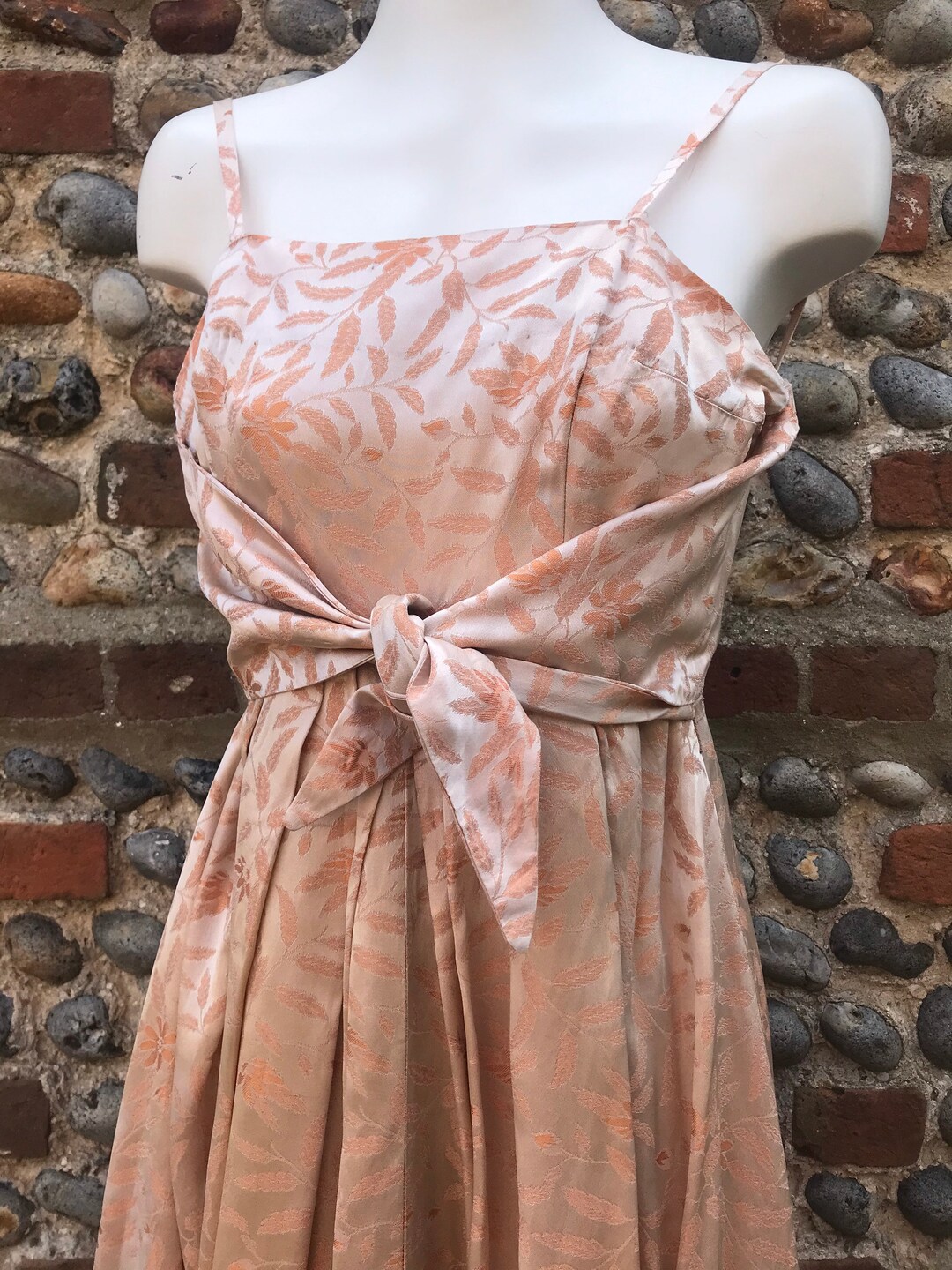 Vintage 50s Frederick Starke Rose Gold Satin Dress - Etsy