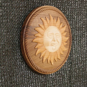 SUN Massive Wooden Carved Intarsia Made From 3 Sorts of Wood WALNUT ...