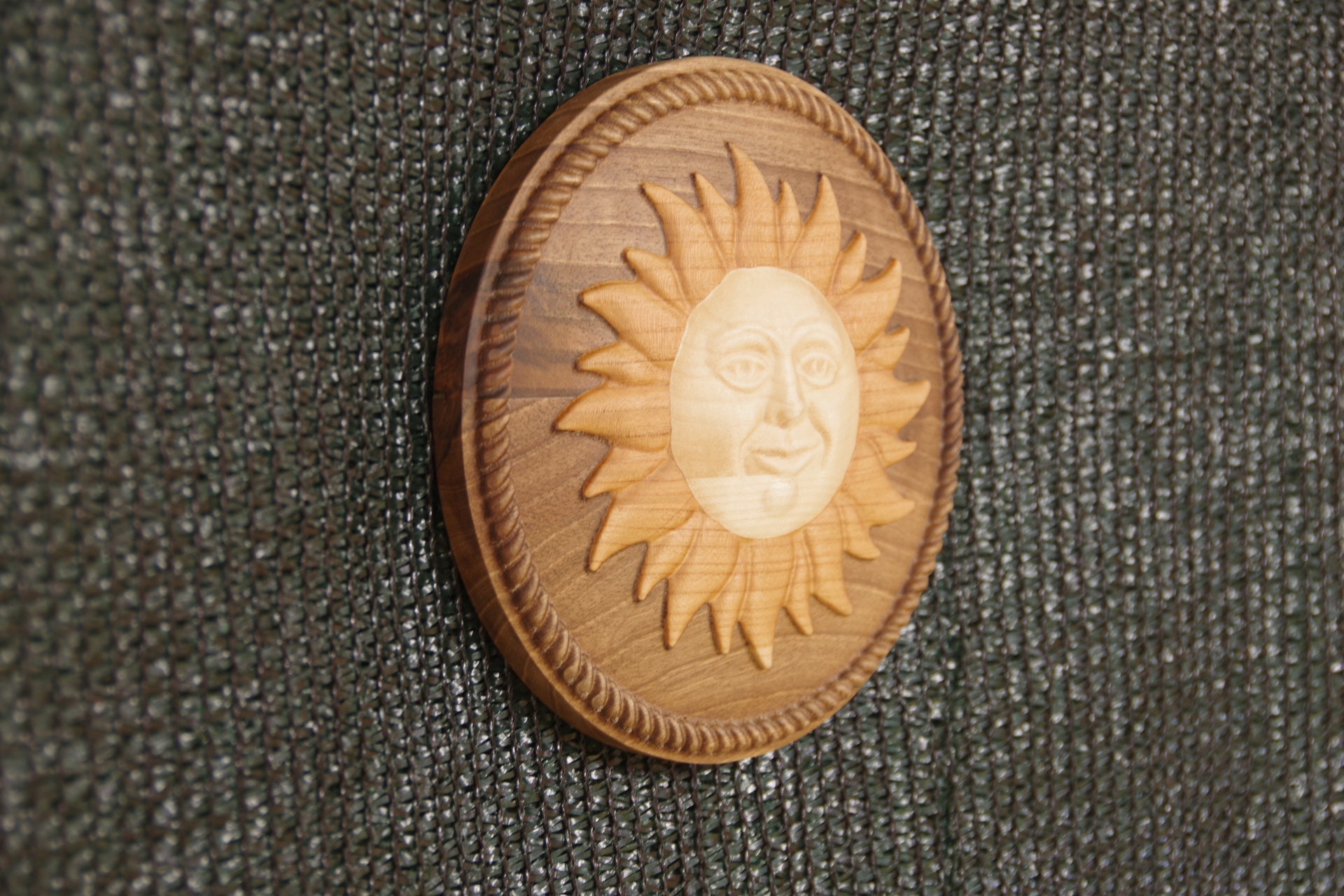 SUN Massive Wooden Carved Intarsia Made From 3 Sorts of Wood WALNUT ...