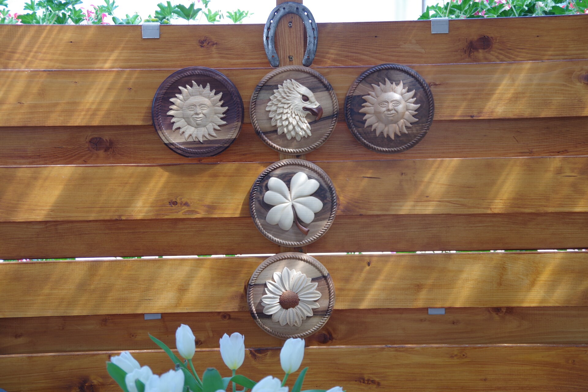 SUN Massive Wooden Carved Intarsia Made From 3 Sorts of Wood WALNUT ...
