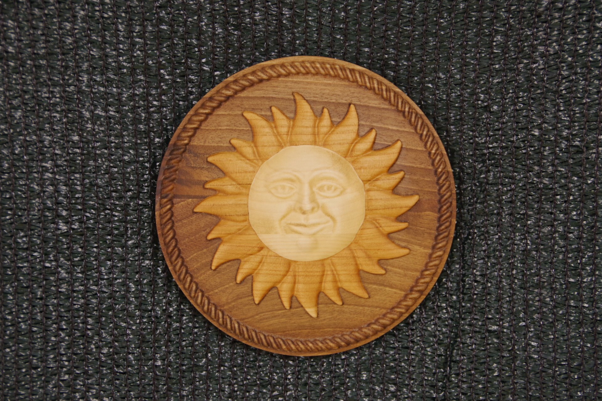 SUN Massive Wooden Carved Intarsia Made From 3 Sorts of Wood WALNUT ...