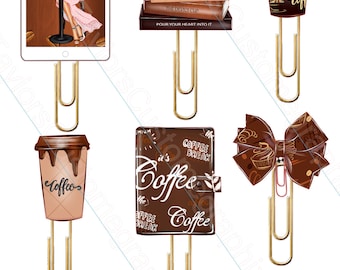 Coffee Theme Paper Clips: Planner Accessories, Fashion Designs (set of ...