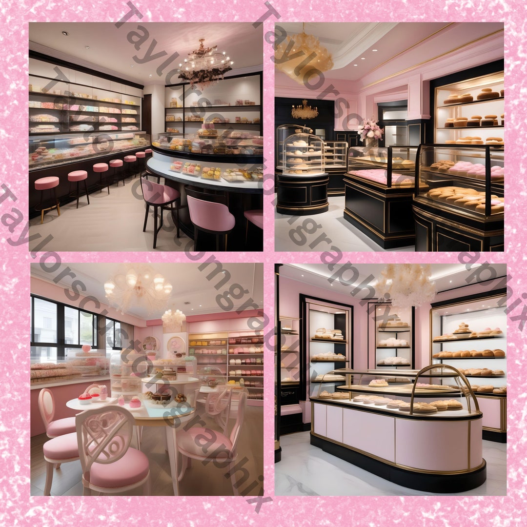 Light Pink Bakery Scene/bakery Scene Paper - Etsy