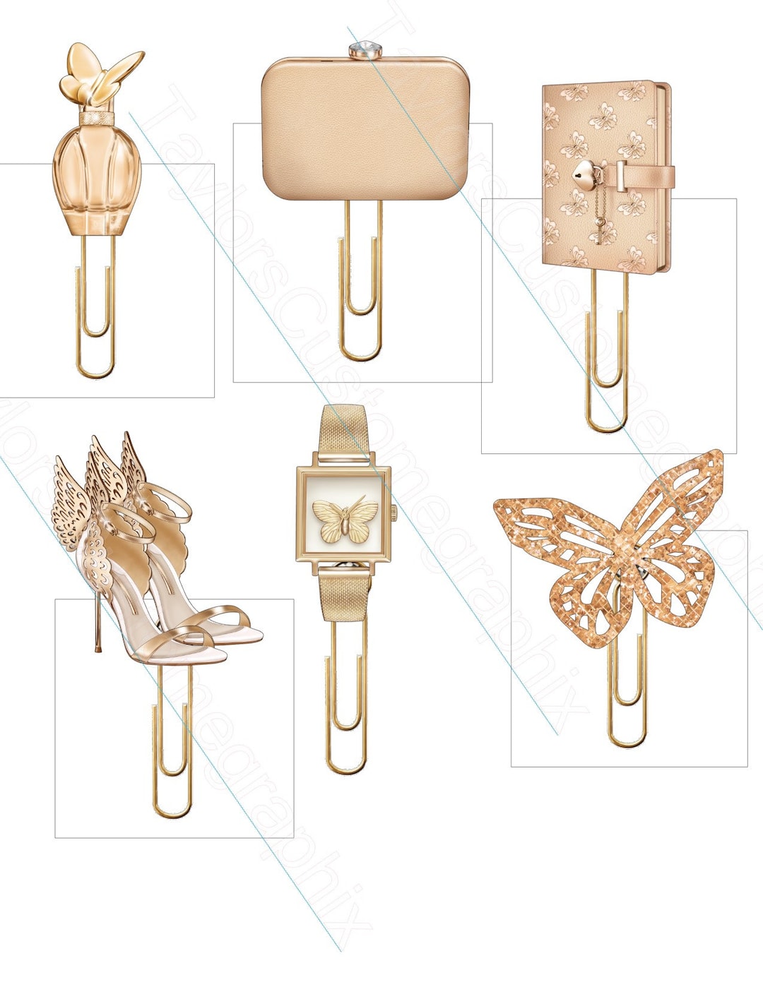 Paper Clips -gold Butterfly, Gold Fashion Planner Accessories, Gold ...