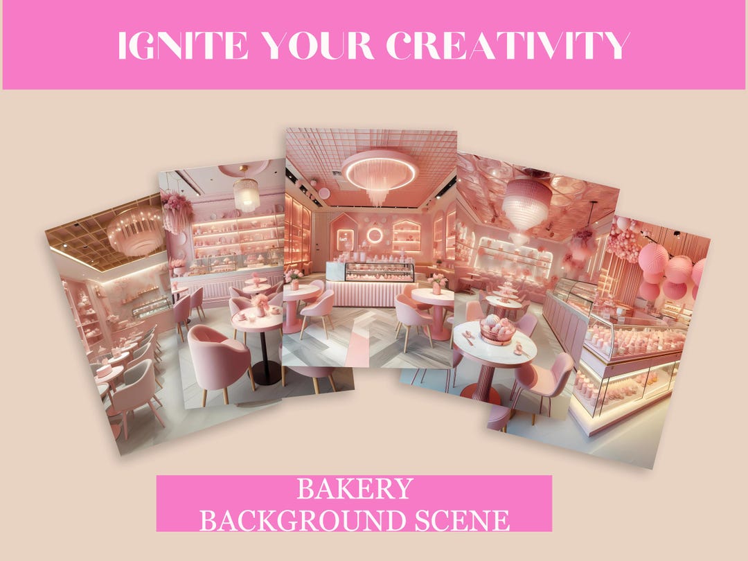 Light Pink Bakery Scene, 24 Pink Bakery Background Scene Papers Digital ...