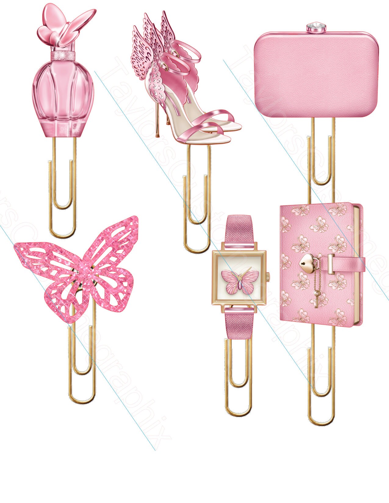Paper Clips,pink Butterfly Paper Clips, Pink Fashion Planner ...