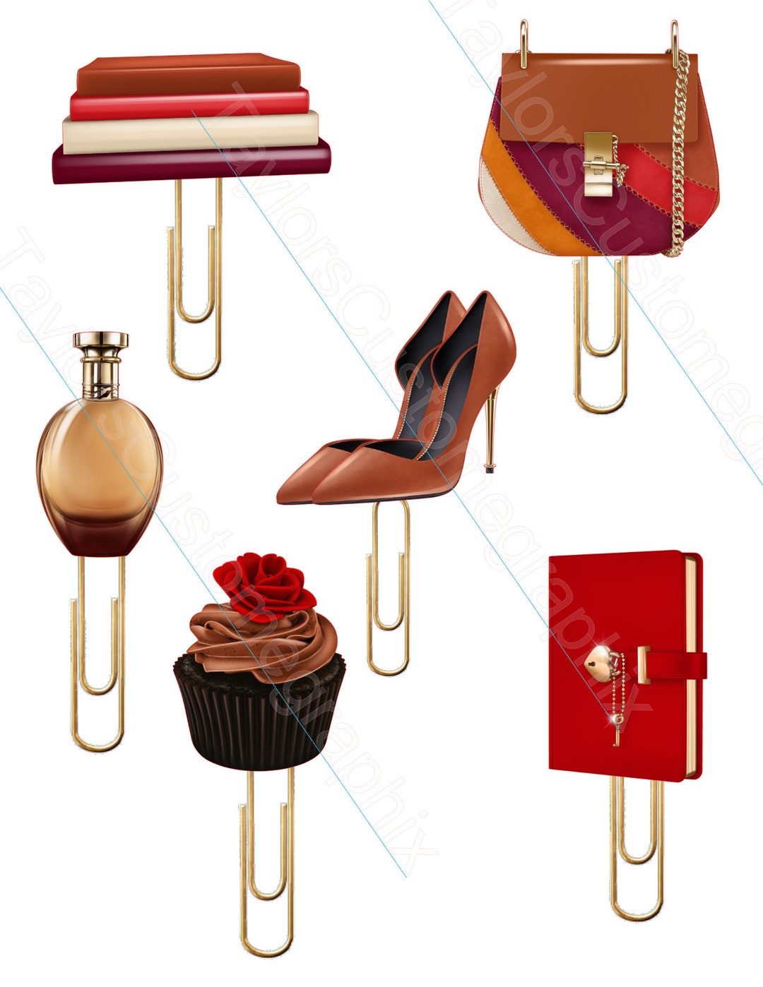 Paper Clips, Dark Brown Stripe Paper Clip Set, Coffee Set Fashion ...