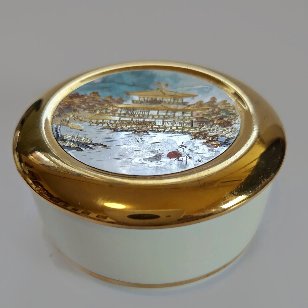 Vintage Japanese Pill Box Chokin Art Trinket Box, Porcelain Pill Box ...