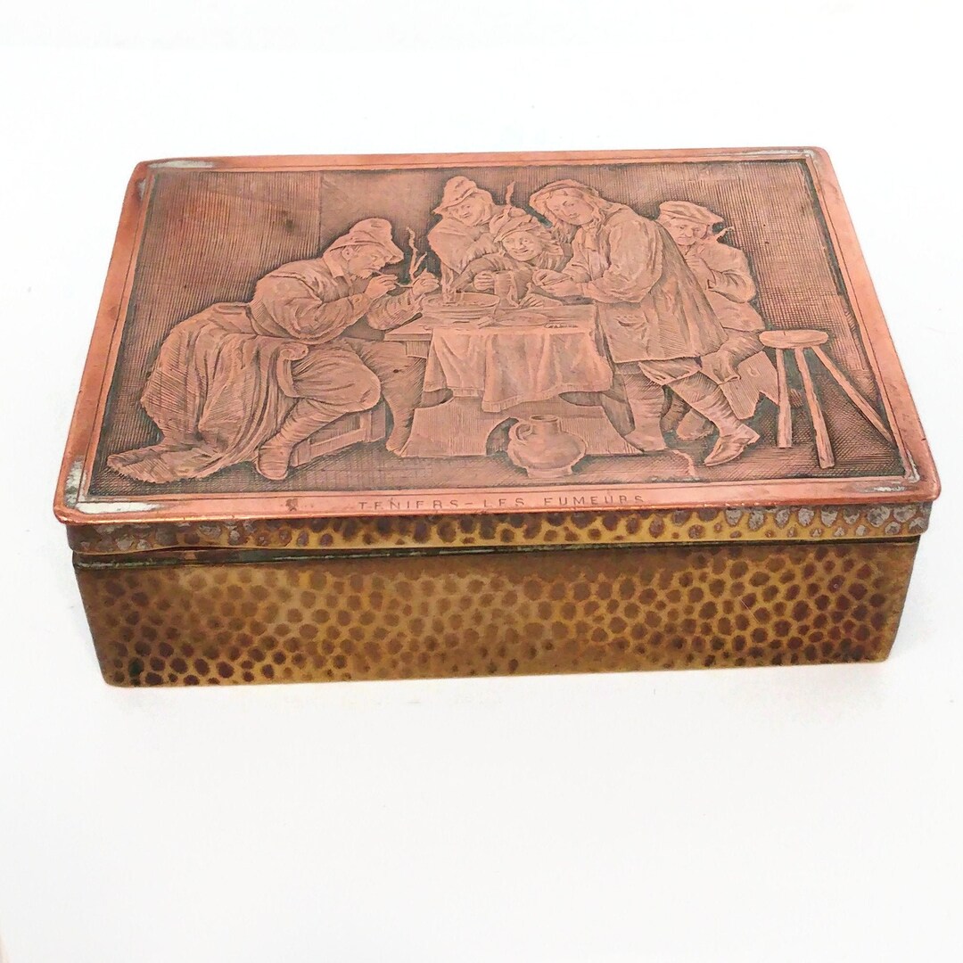 Vintage French Brass Wood and Copper Cigar Box , Hand Forged - Etsy