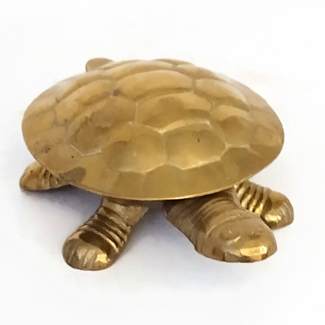 Vintage Brass Pill Box Trinket Box, Pill Box Turtle Shape Brass ...