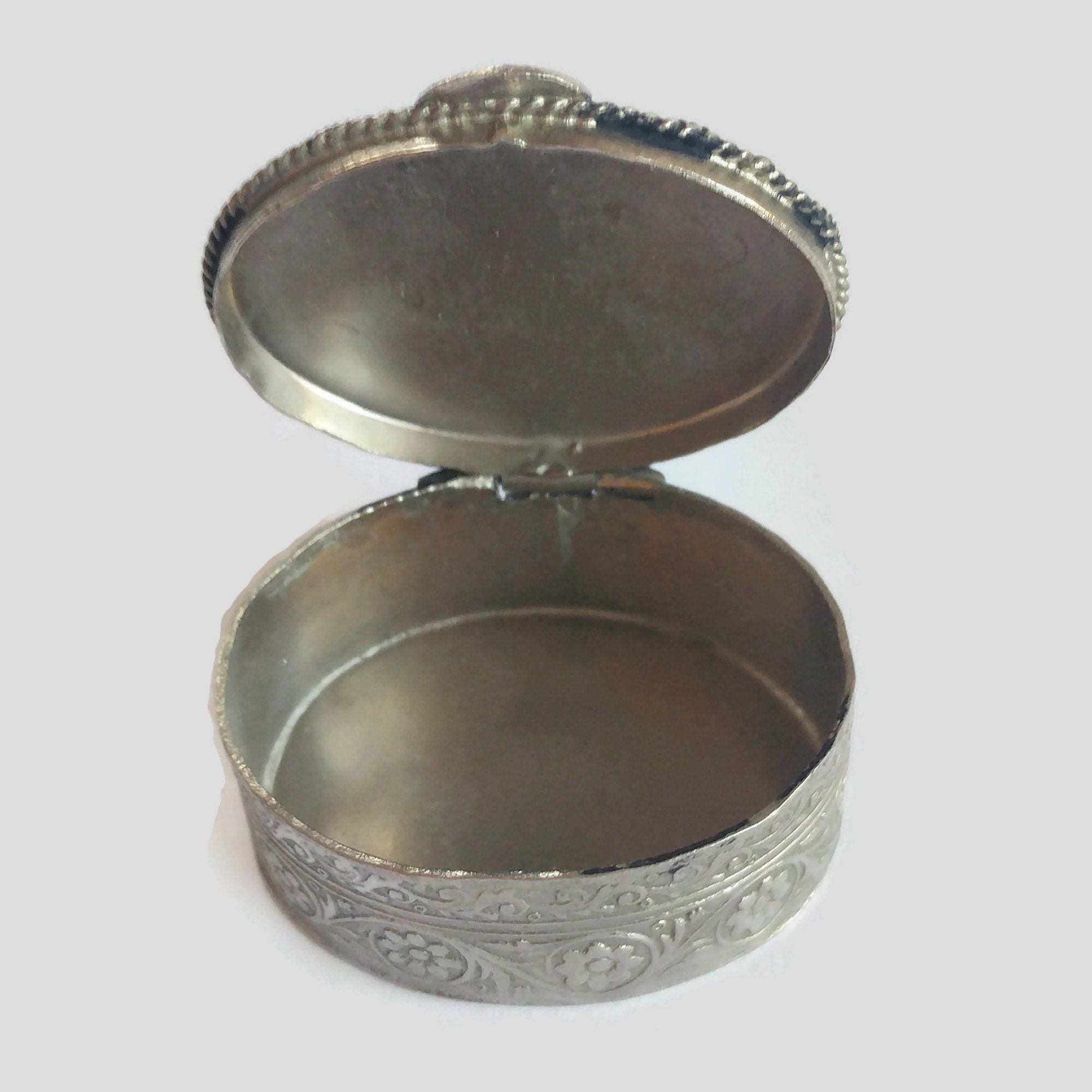 Vintage pill box trinket box green glass pill box | Etsy