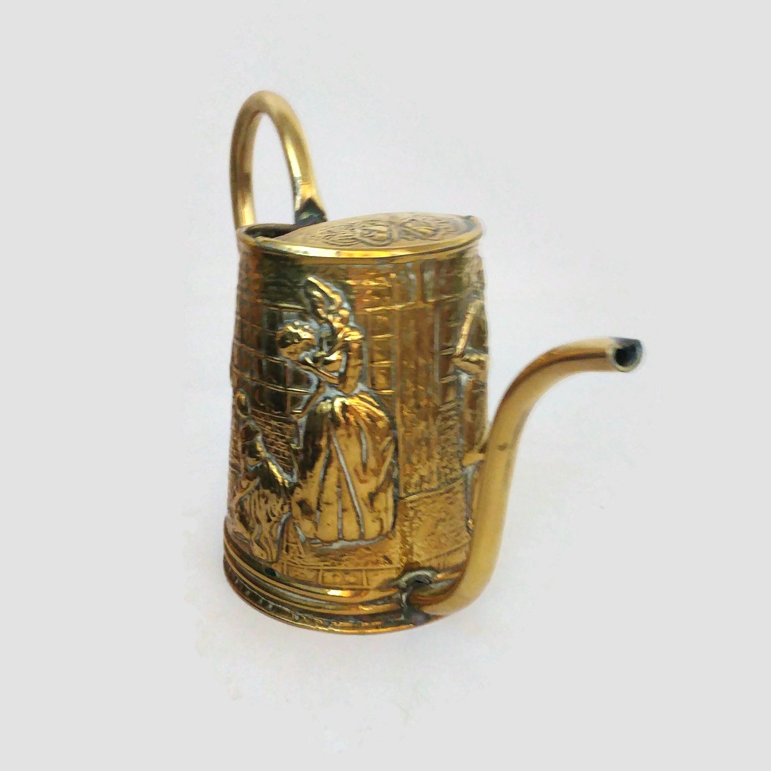 Vintage Lot of Two ENGLISH Brass Jug and a Small Water Can,hand Forged ...