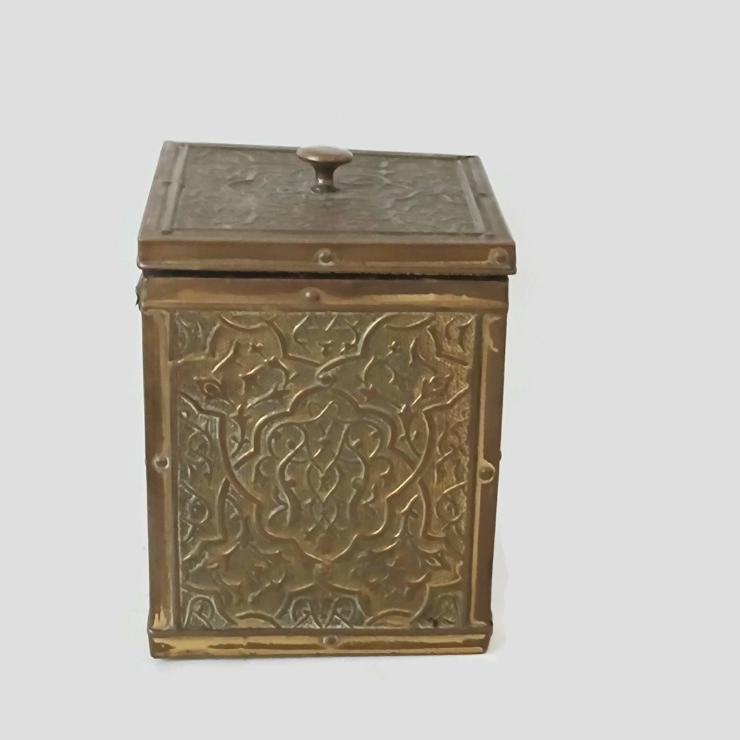 Vintage English Brass Tea Chest, Tea Box, Tea Caddy, Brass Storage Box ...