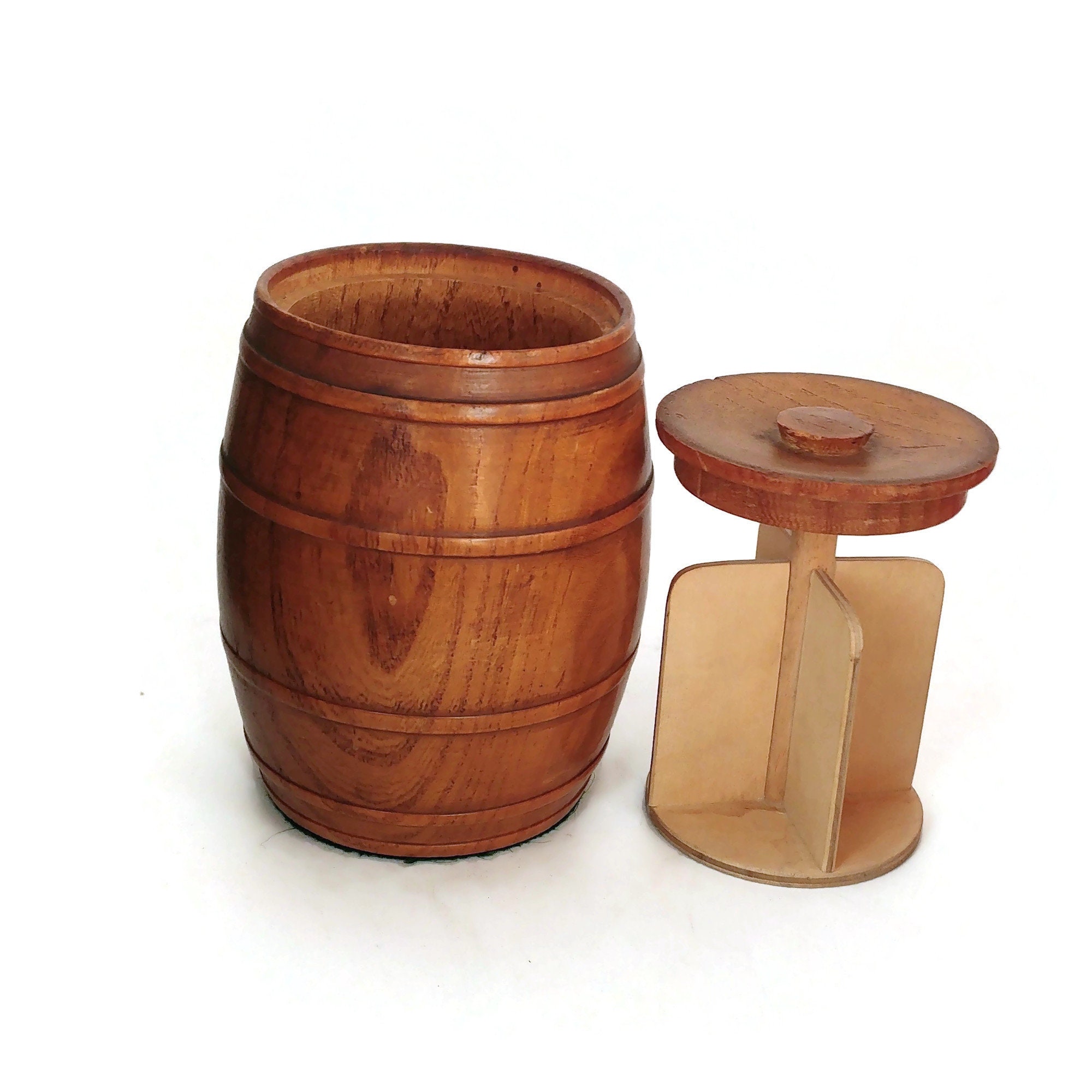 Vintage Wood Barrel-shaped Storing Cigarettes Box Wooden | Etsy