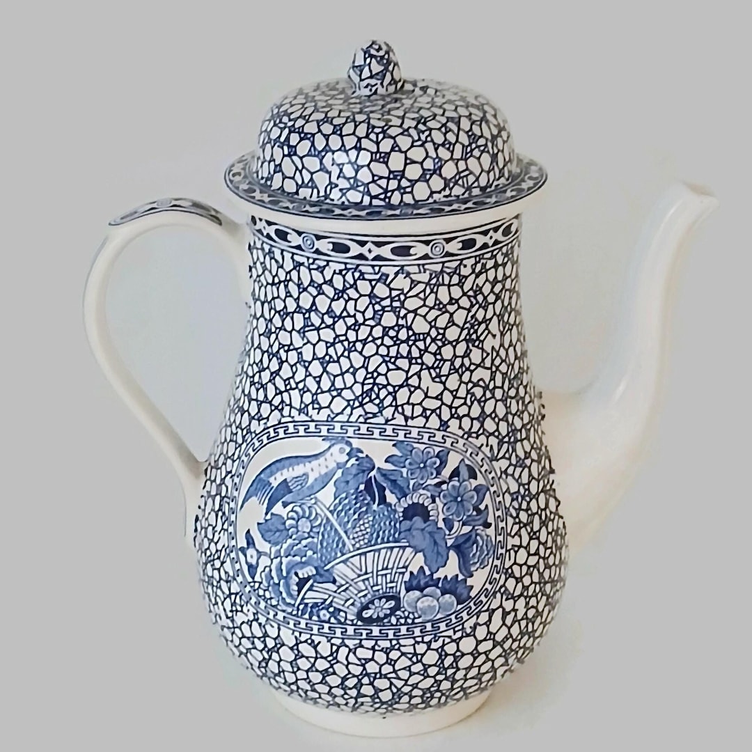 Vintage Porcelain Teapot Adams England Blue and White Porcelain Teapot ...