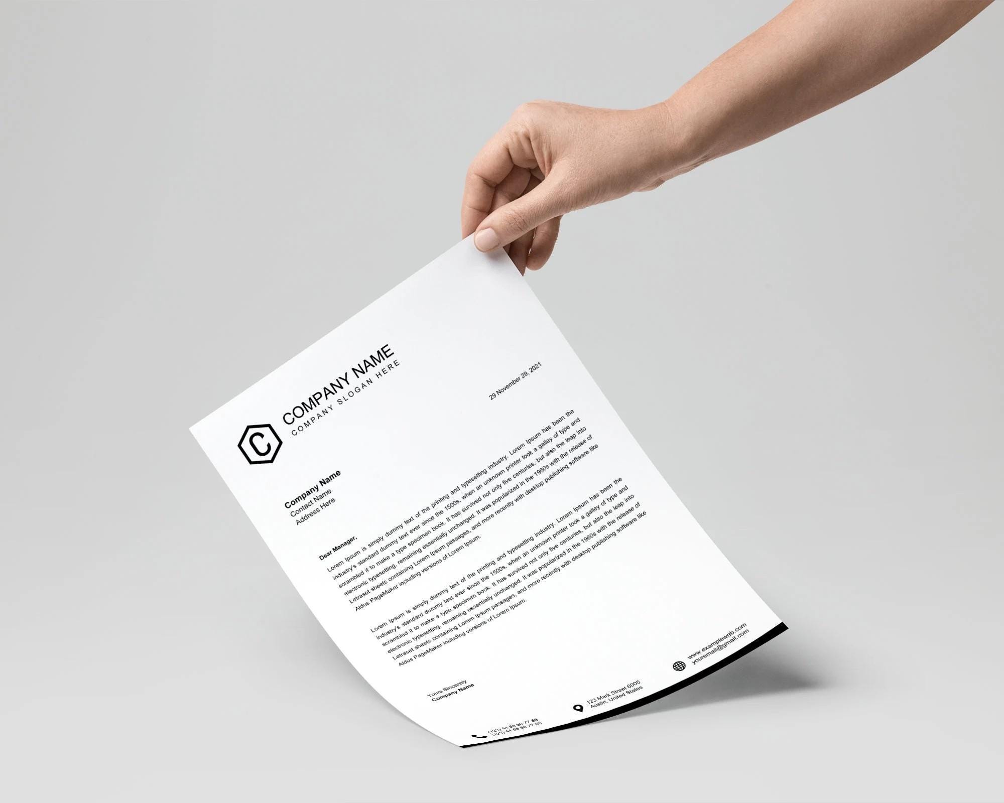 Letterhead Template for Word, Company Letterhead Template, Business ...