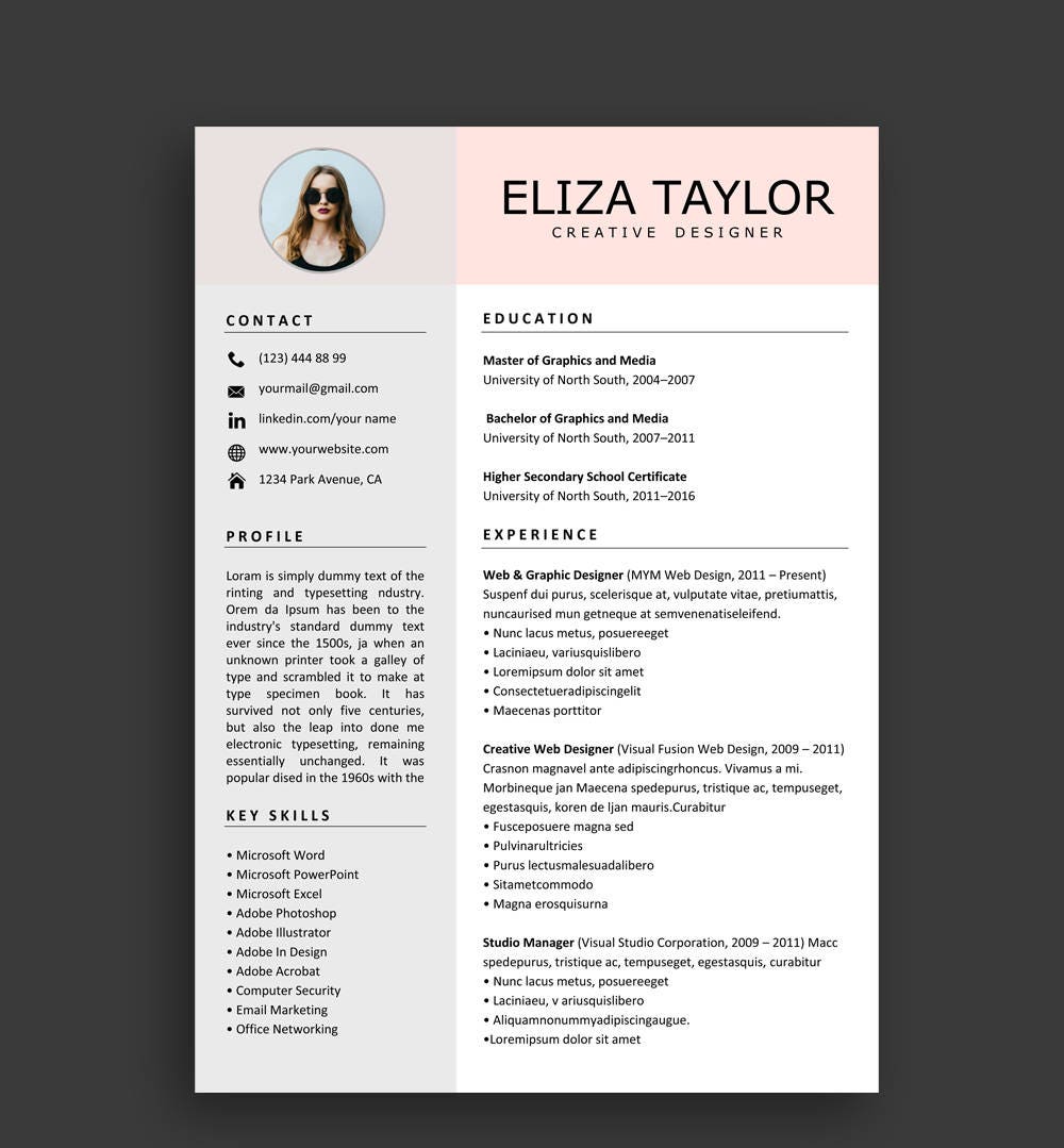 Resume Template Professional Resume Template Creative Resume - Etsy