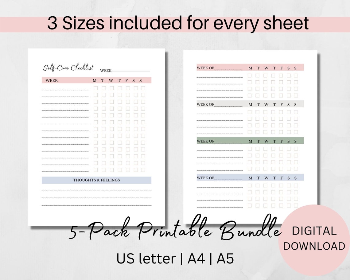 Printable Self Care Planner Daily Gratitude Mindfulness Journal Mental ...