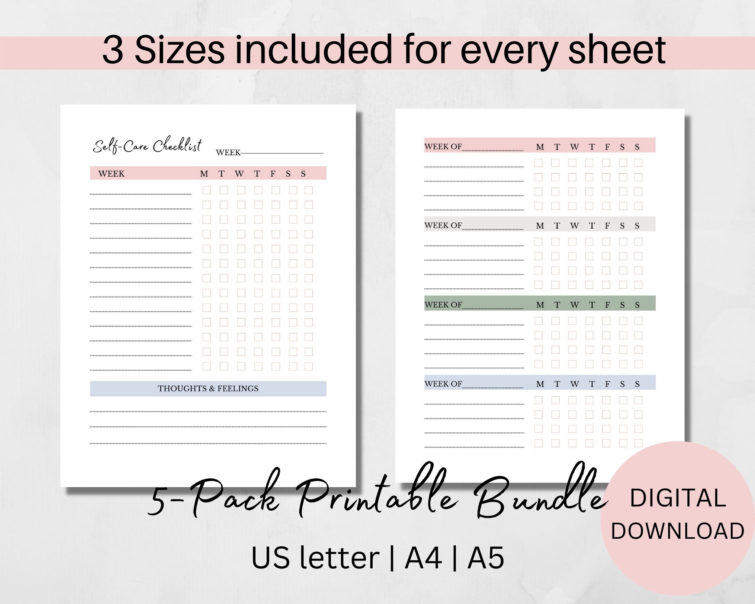 Printable Self Care Planner Daily Gratitude Mindfulness Journal Mental ...