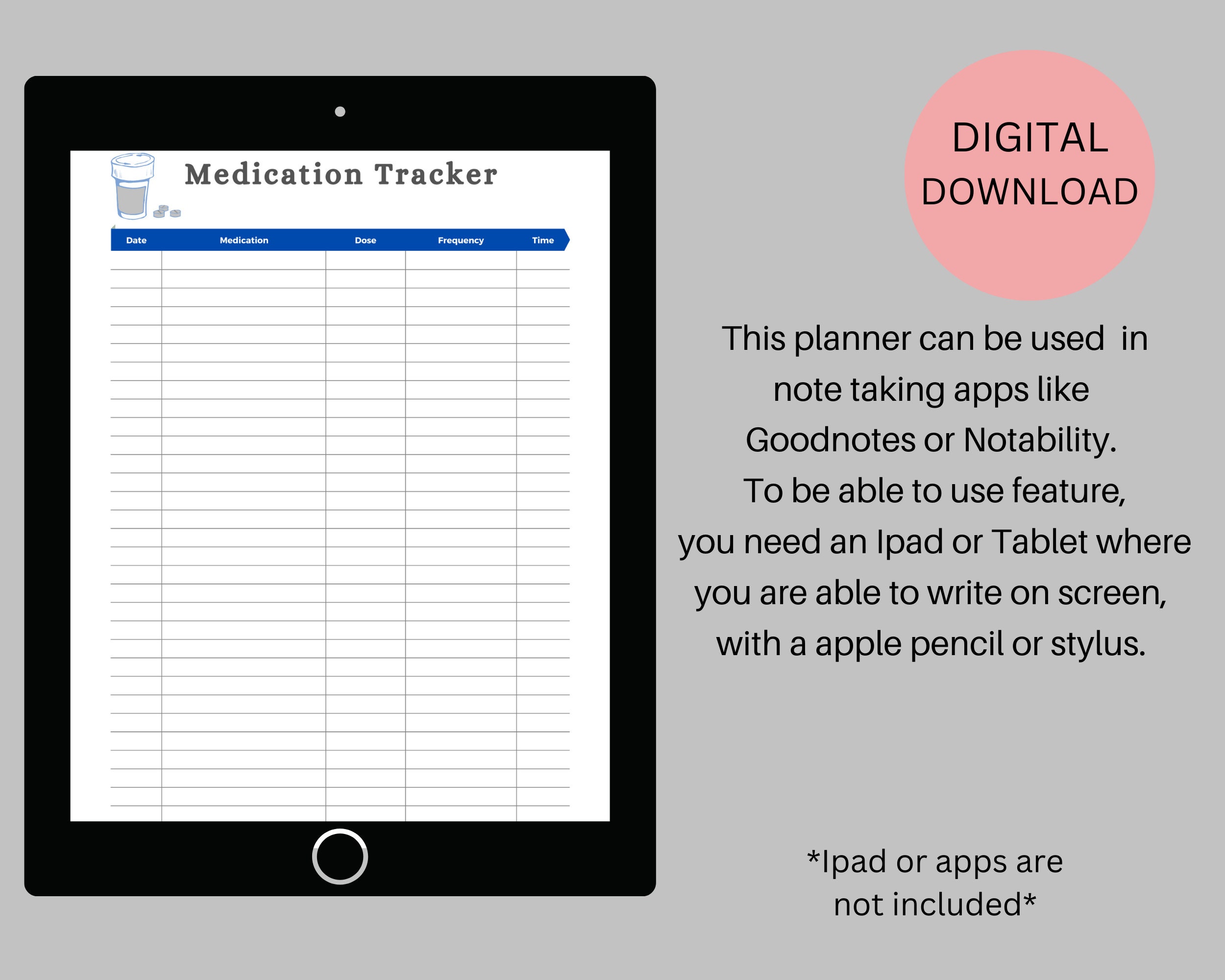 Medication Tracker Schedule List| Printable Medical List for Doctors ...