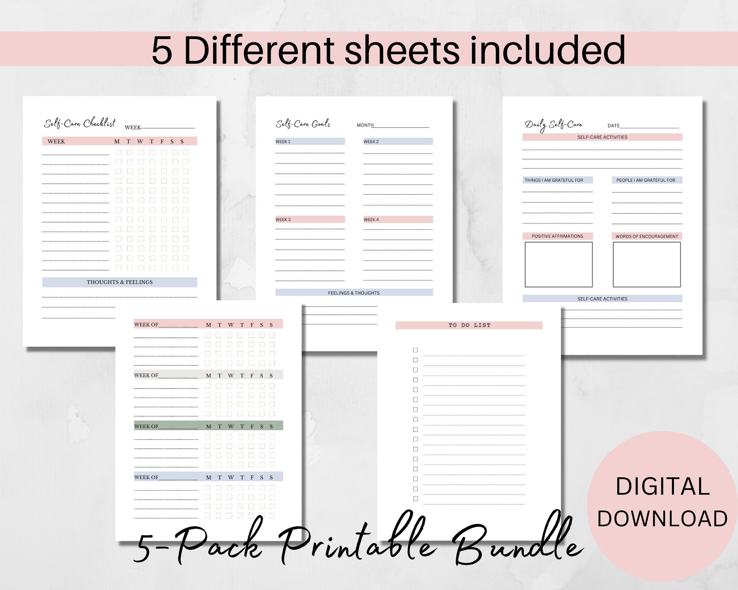 Printable Self Care Planner Daily Gratitude Mindfulness Journal Mental ...