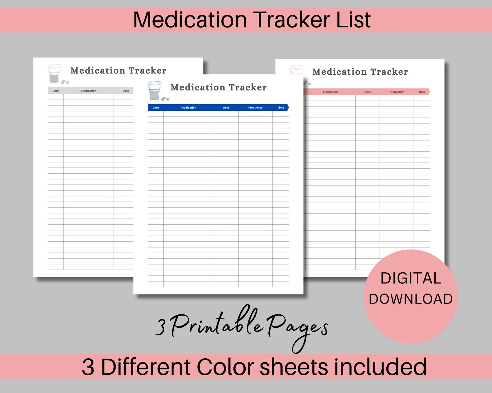 Medication Tracker Schedule List| Printable Medical List for Doctors ...