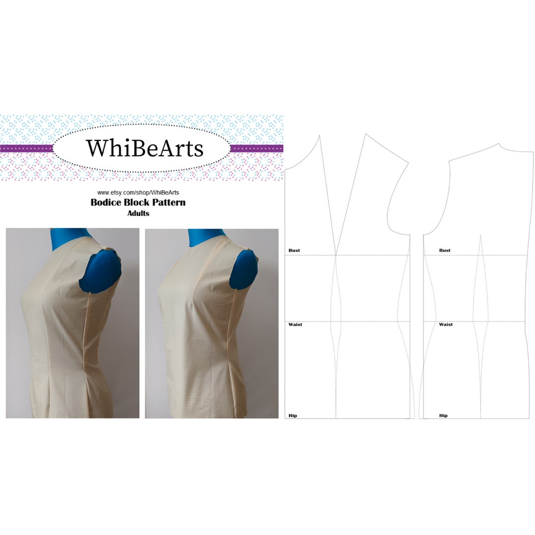 Basic Bodice Block Pattern Female PDF Sewing Pattern Multi Size Adults ...