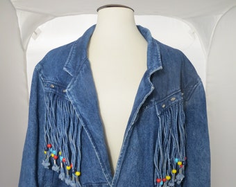 Denim fringe jacket | Etsy