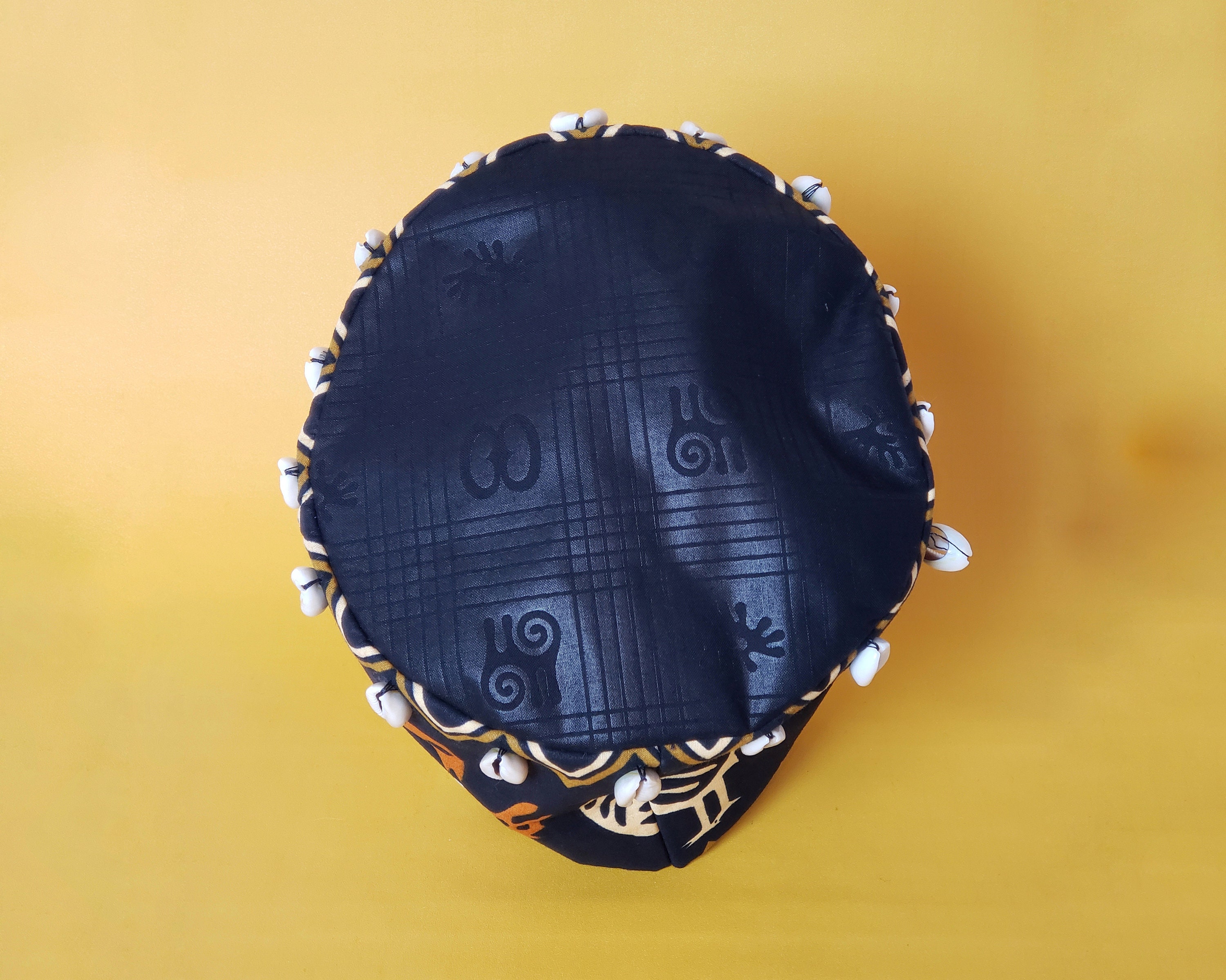 Adinkra Fabric Kufi Hat With Cowry Shell Embellishments - Etsy